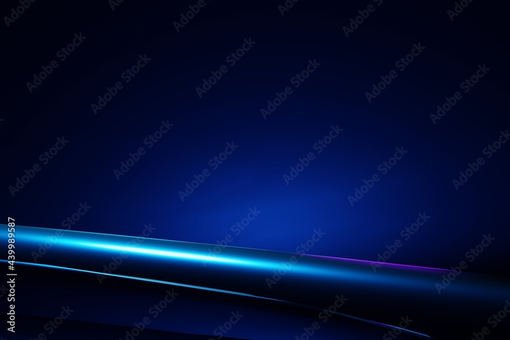 Glow blue light effect on dark blue background. 3D rendering. Stock ...
