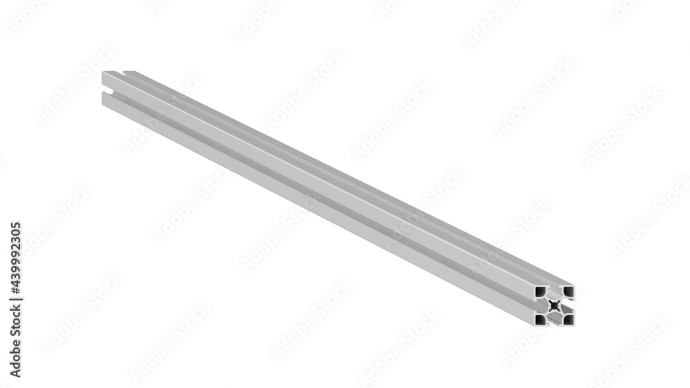 3D rendering of an alumnium metal profile isolated on white background ...