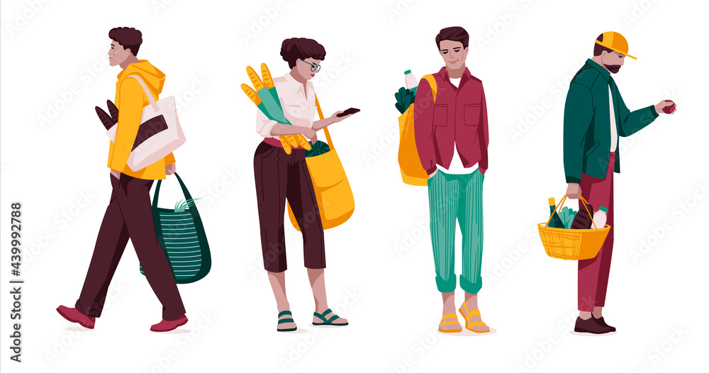 Shopping - flat design style set of isolated characters on white ...