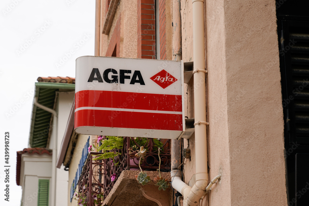 Agfa text brand and logo sign outside photography store analogue ...