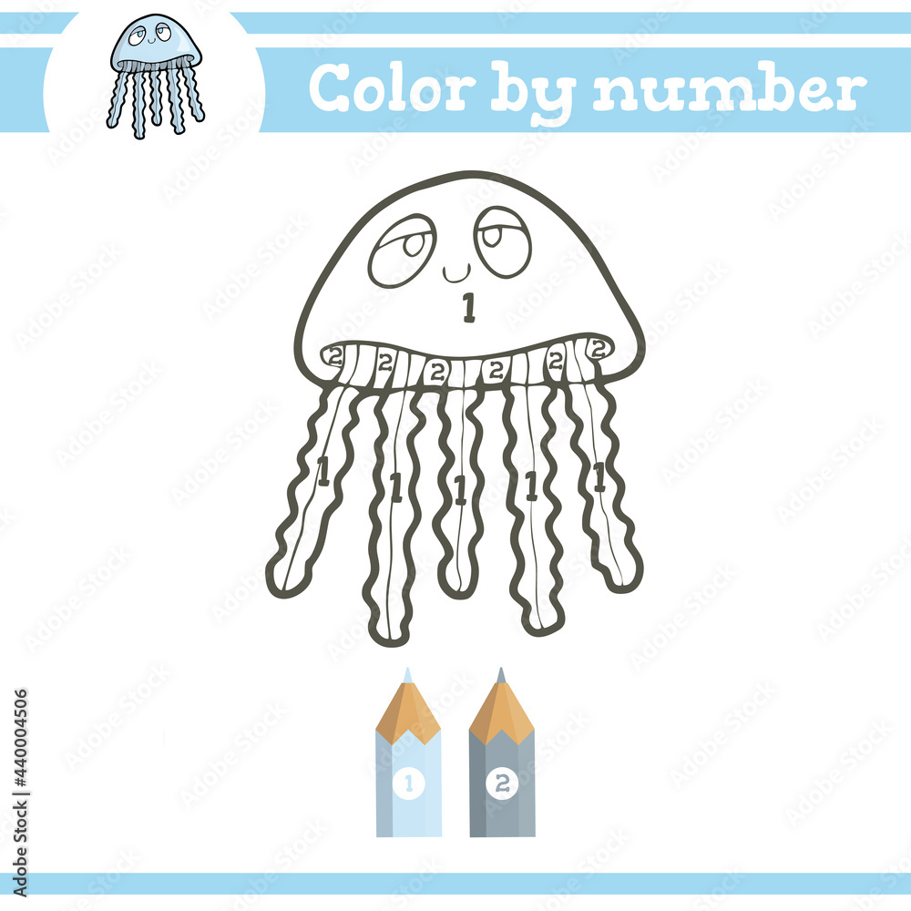 Color by numbers. Coloring page for preschool children. Learn numbers ...