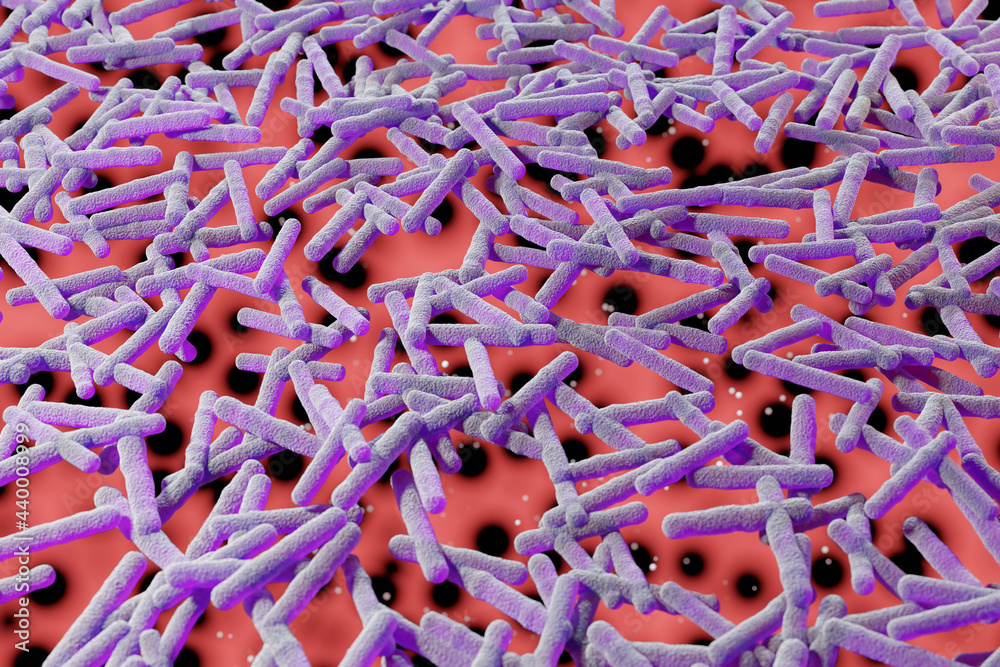 Disease-causing bacteria under a microscope. Tuberculosis bacteria. 3d ...