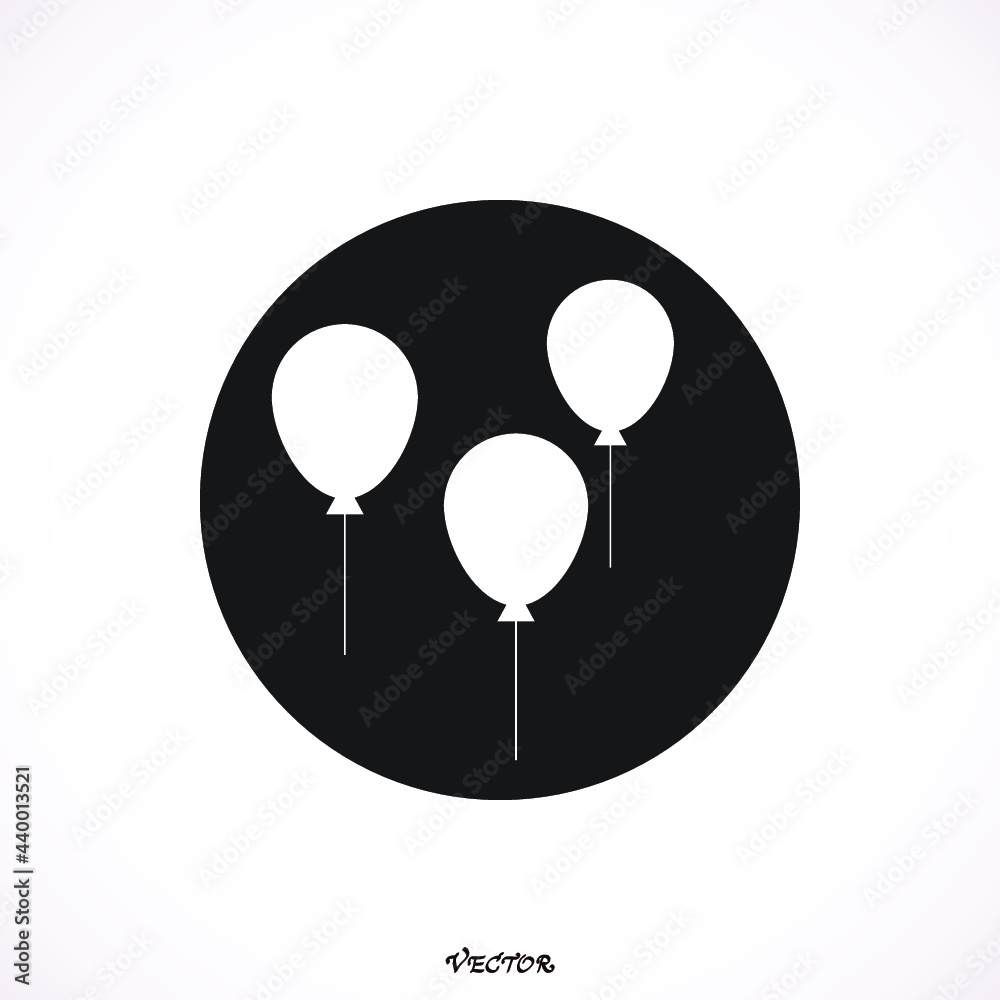 Balloon sign icon. Birthday air balloon with rope or ribbon symbol ...