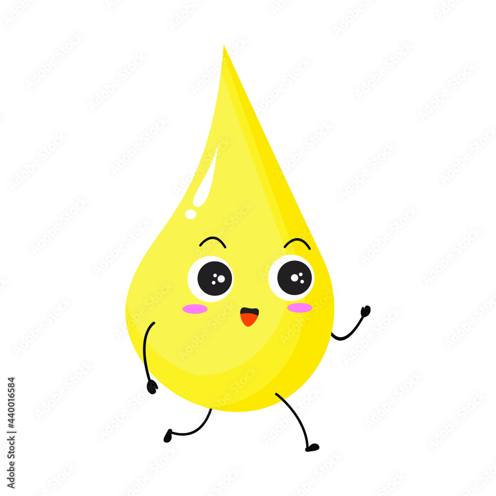 Smilling cute oil petrol drop illustration. Simple design for mascot ...