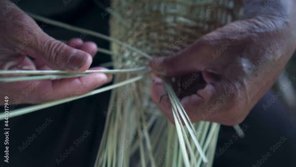 Footage b roll of Thai people made fish trap bamboo. Thai culture ...