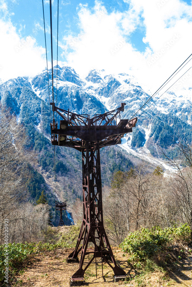 Rope way of Shin-Hotaka at Japan Alps. Stock Photo | Adobe Stock