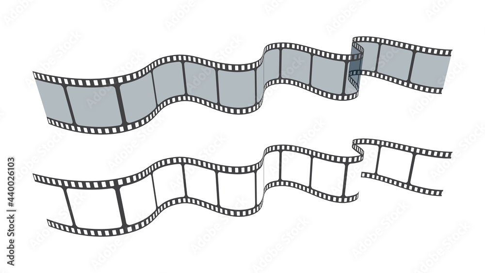 Set of blank cinema film strip frames. Film strip in perspective.Art ...