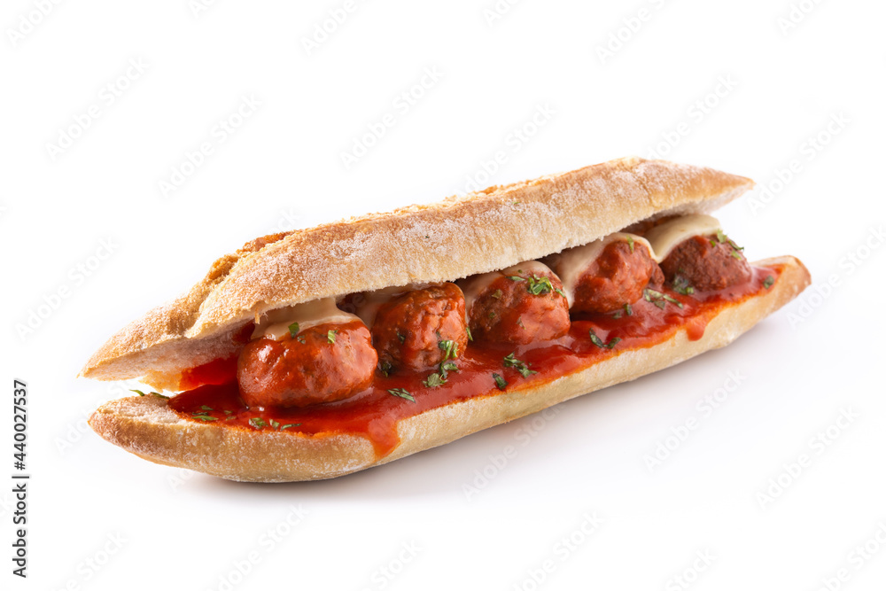 Meatball sub sandwich isolated on white background Stock Photo | Adobe ...