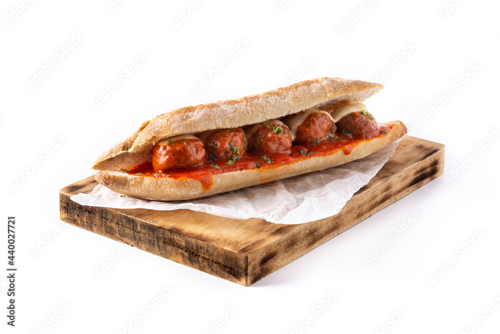 Meatball sub sandwich isolated on white background Stock Photo | Adobe ...