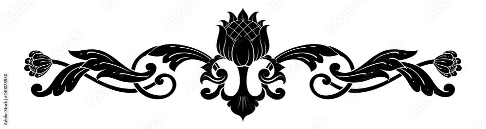 Decorative hand drawn classic vintage ornament. Set retro hand drawn ...