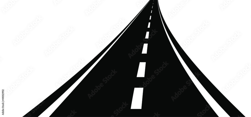 Straight road with white markings, isolated on transparent background ...