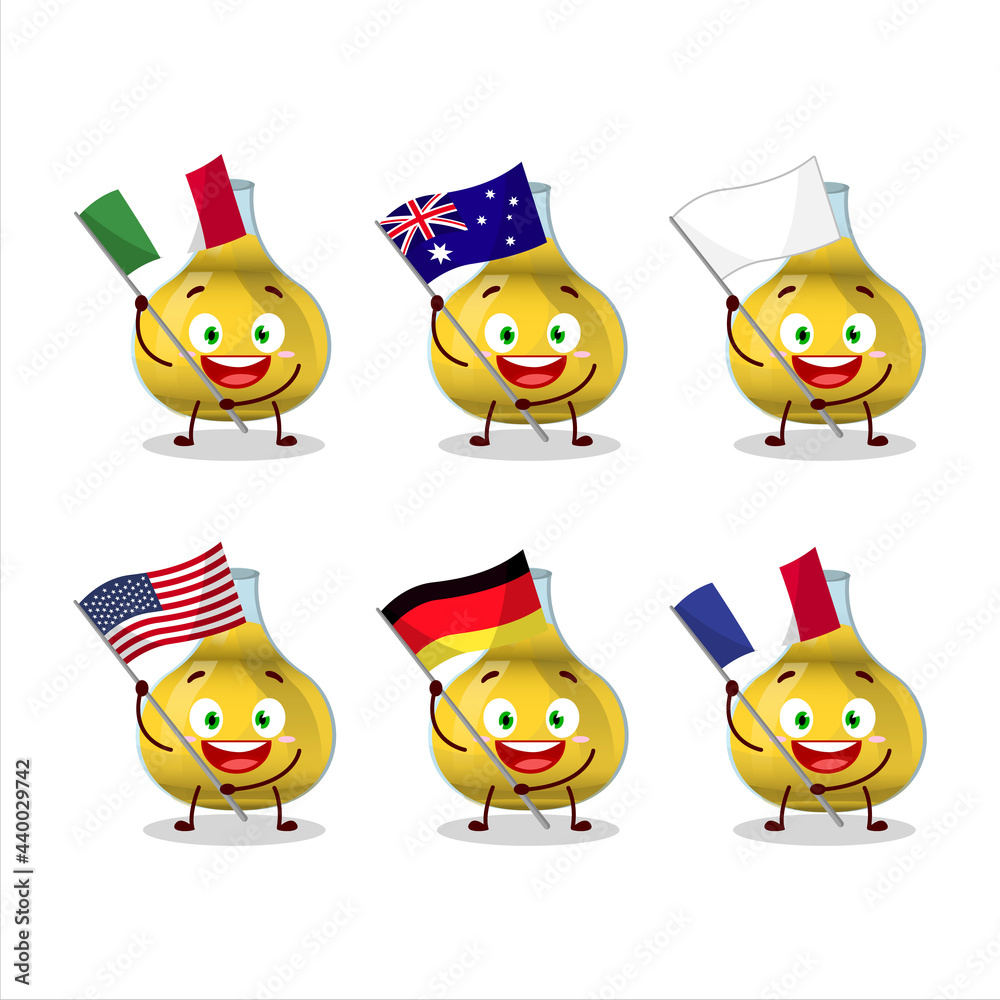 Tej cartoon character bring the flags of various countries Stock Vector ...