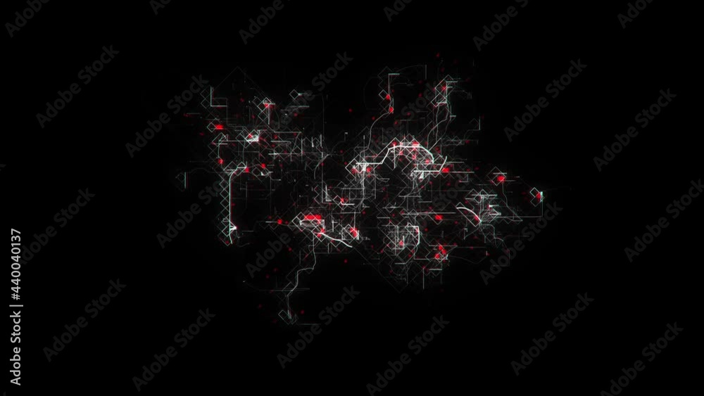 Flashing highlighted USA Map with glowing areas and interstate light ...