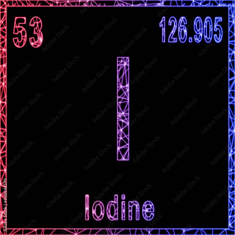 Iodine chemical element, Sign with atomic number and atomic weight ...