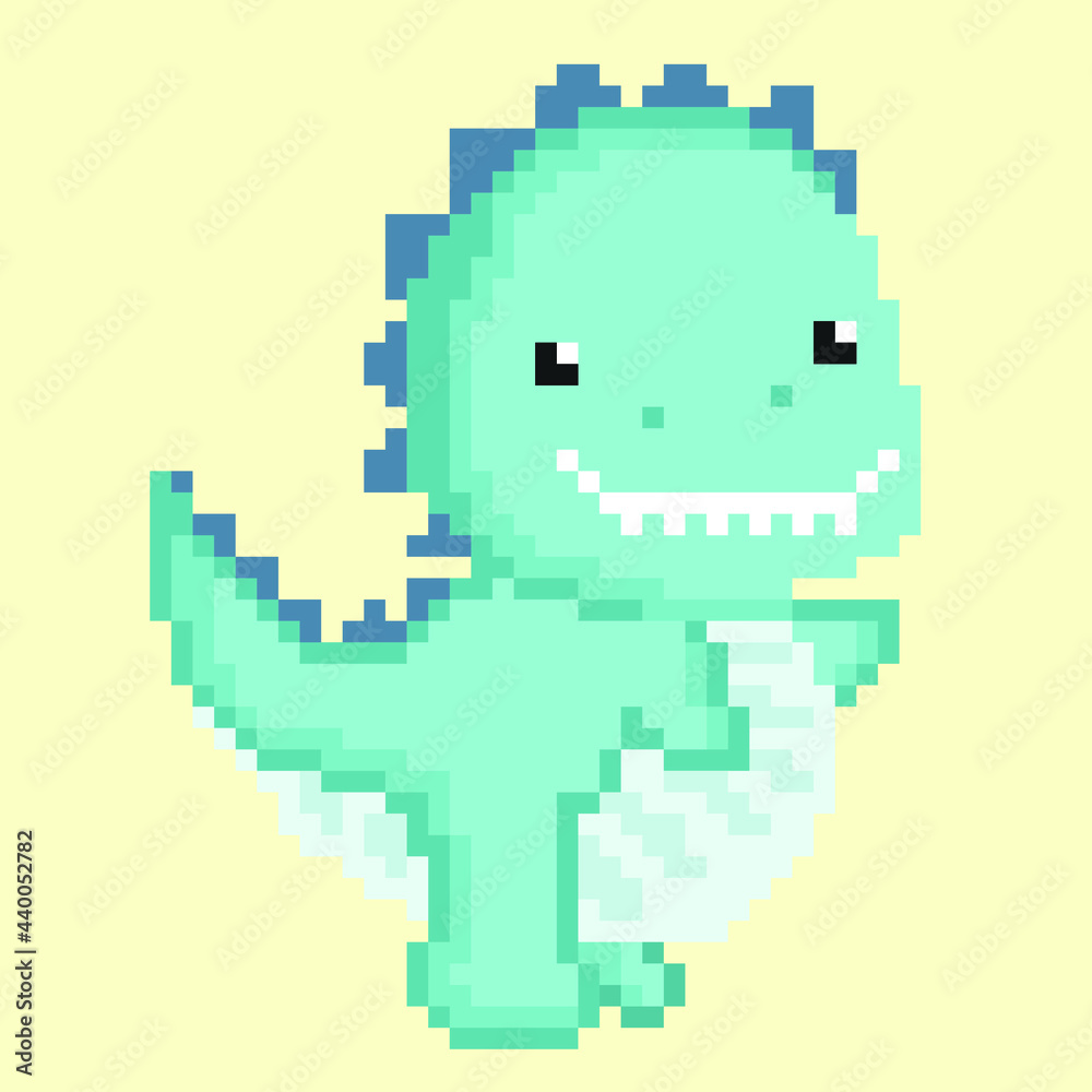 Cute dinosaur pixel art. Dino 8 bit. Dinosaur Pixelate. vector ...