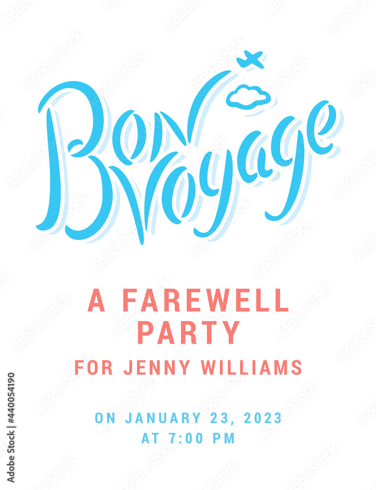 Bon voyage. Vector farewell party invitation. Stock Vector | Adobe Stock