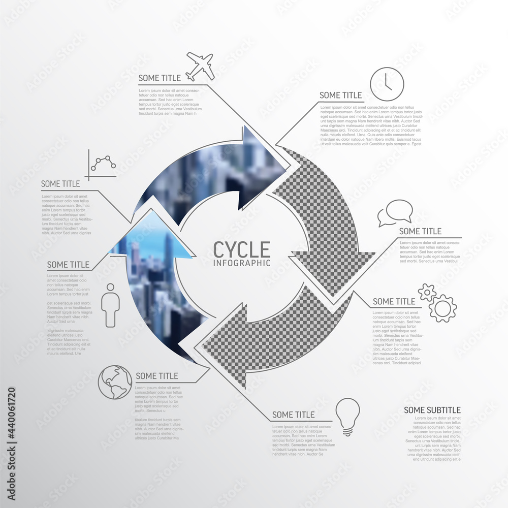 Simple cycle infographic template with photo placeholders Stock Vector ...