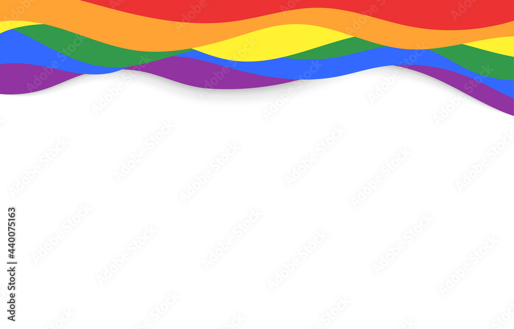 Vecteur Stock Lgbt Gray Pride Rainbow Wave Flag Flutter Border Frame Of