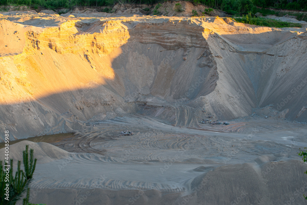 Sand pit. Sand special for construction. Pit full of fine sand and ...