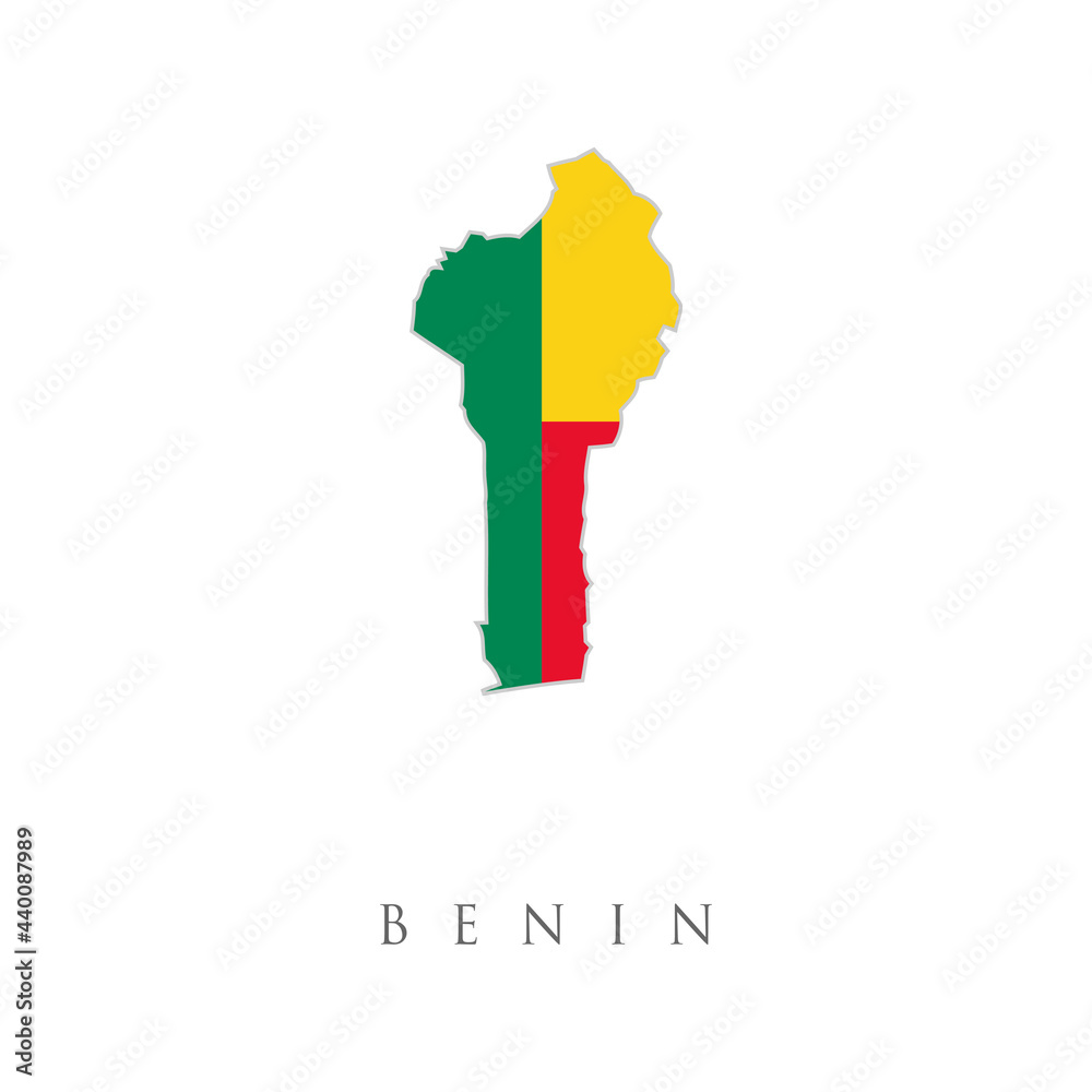 Vector map of Benin with flag. Isolated, white background. Benin Map ...