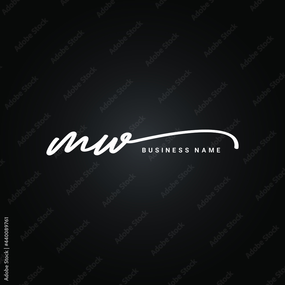 Initial Letter MW Logo - Handwritten Signature Style Logo Stock Vector ...
