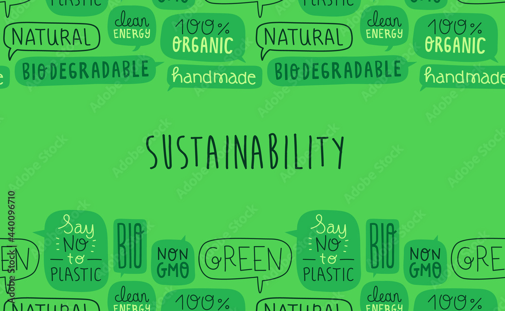 Sustainability eco text quote lettering label background Stock Vector ...