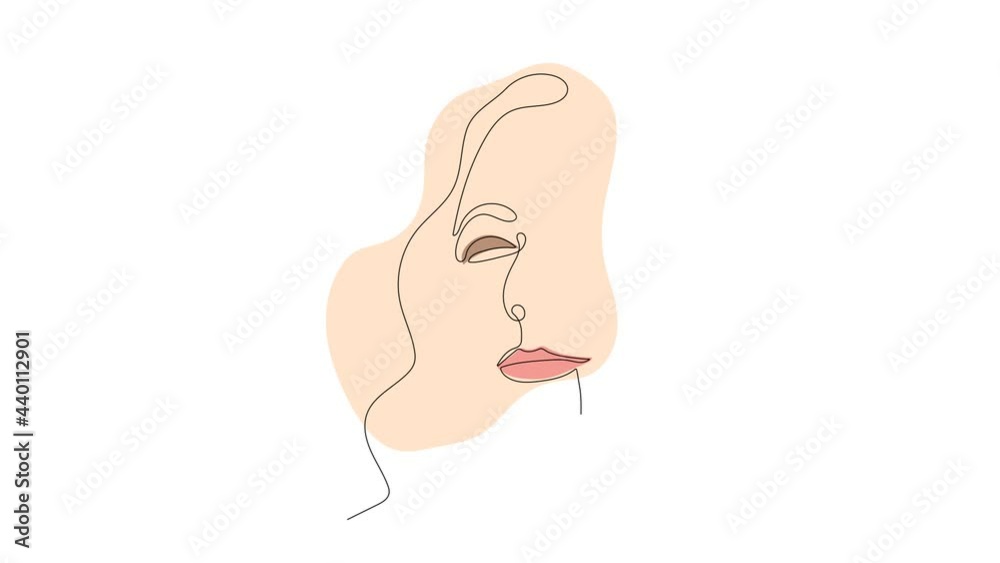 Video „Line Art Doodle animation of Woman Face. Continuous Outline ...