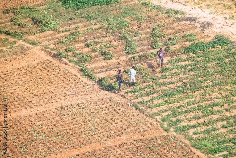 Luanda / Angola 06 10 2021: Aerial view of farmland for traditional ...