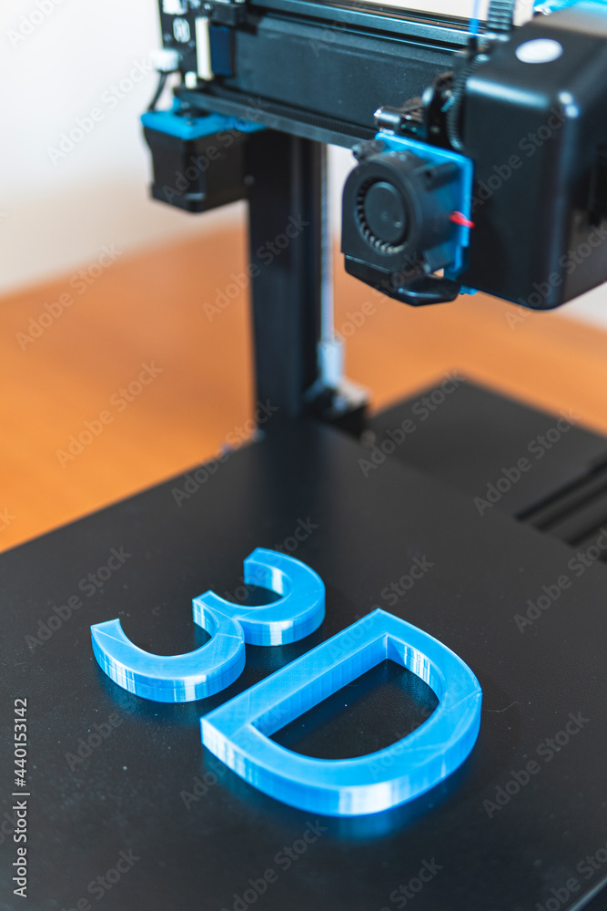 3D text on printer machine Stock Photo | Adobe Stock