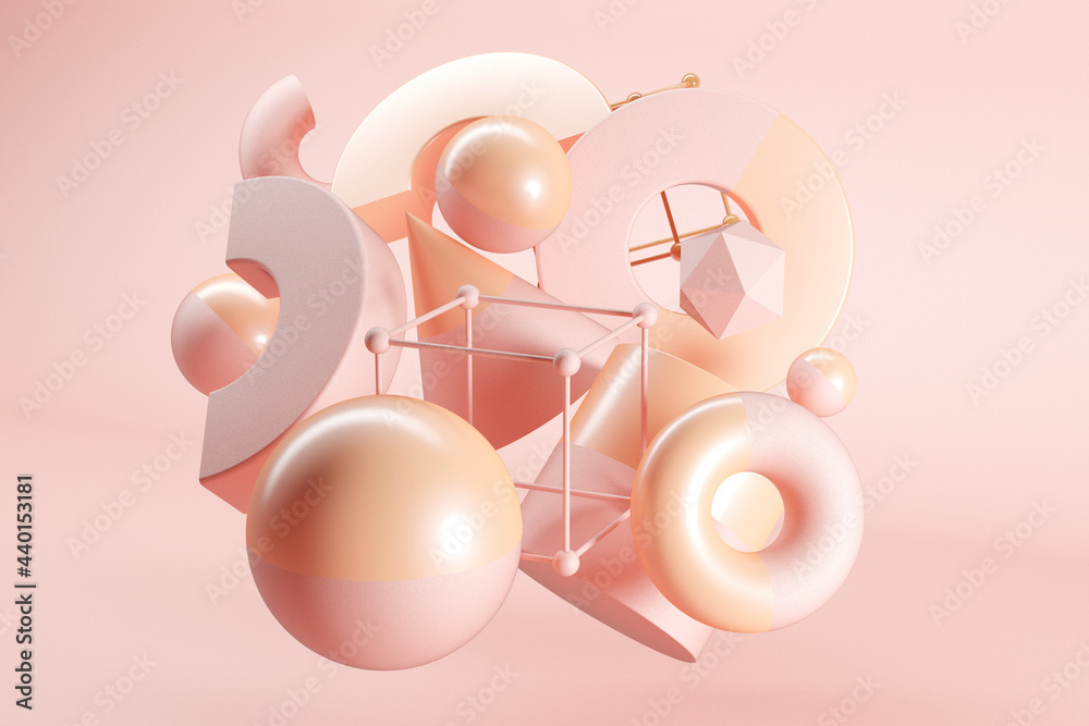 3D illustration of floating geometric shapes Stock Photo | Adobe Stock