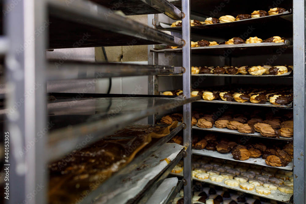 Storage compartment with pastry items in bakery Stock Photo | Adobe Stock
