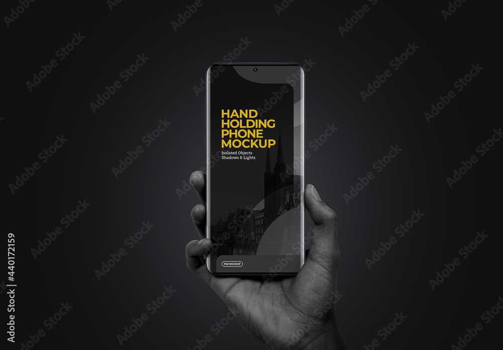 Hand Holding Phone Mockup Stock Template | Adobe Stock