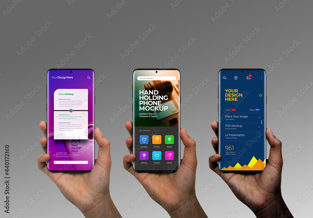 Hand Holding Phone Mockup Stock Template | Adobe Stock