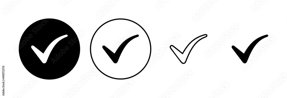 Vetor de Check mark set. Check mark icon. Tick mark symbol vector do ...