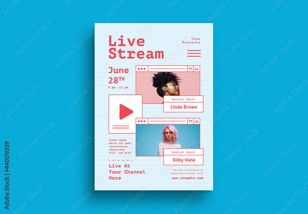 Live Stream Event Flyer Layout Stock Template | Adobe Stock