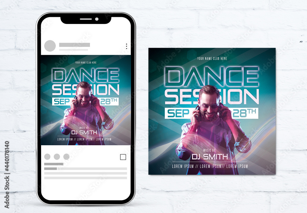 Dance Session Party Post Stock Template | Adobe Stock