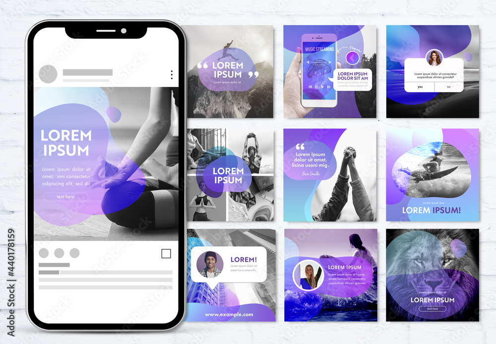 Gradient Forms Social Media Kit Stock Template | Adobe Stock