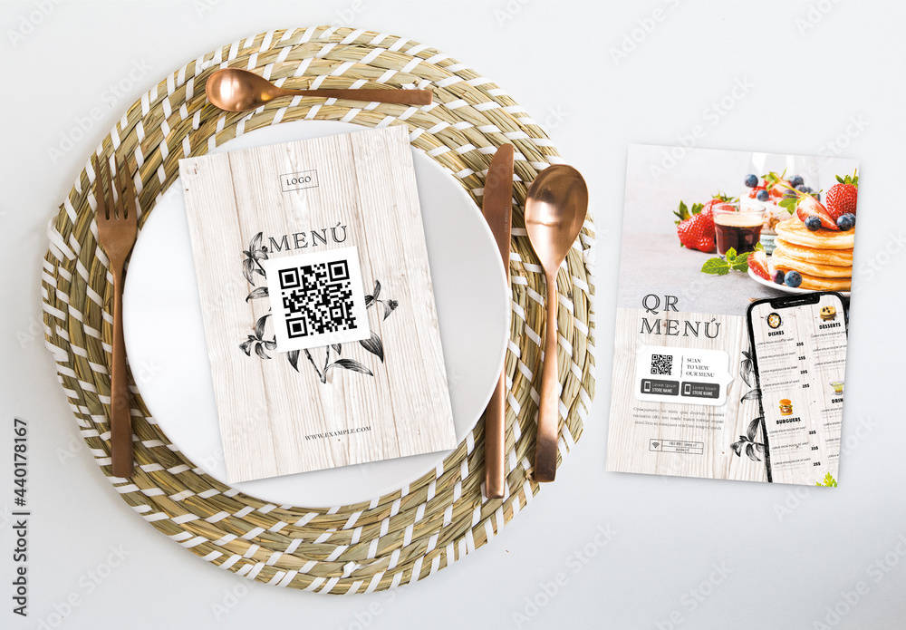 Restaurant Menu with Qr Code Stock Template | Adobe Stock