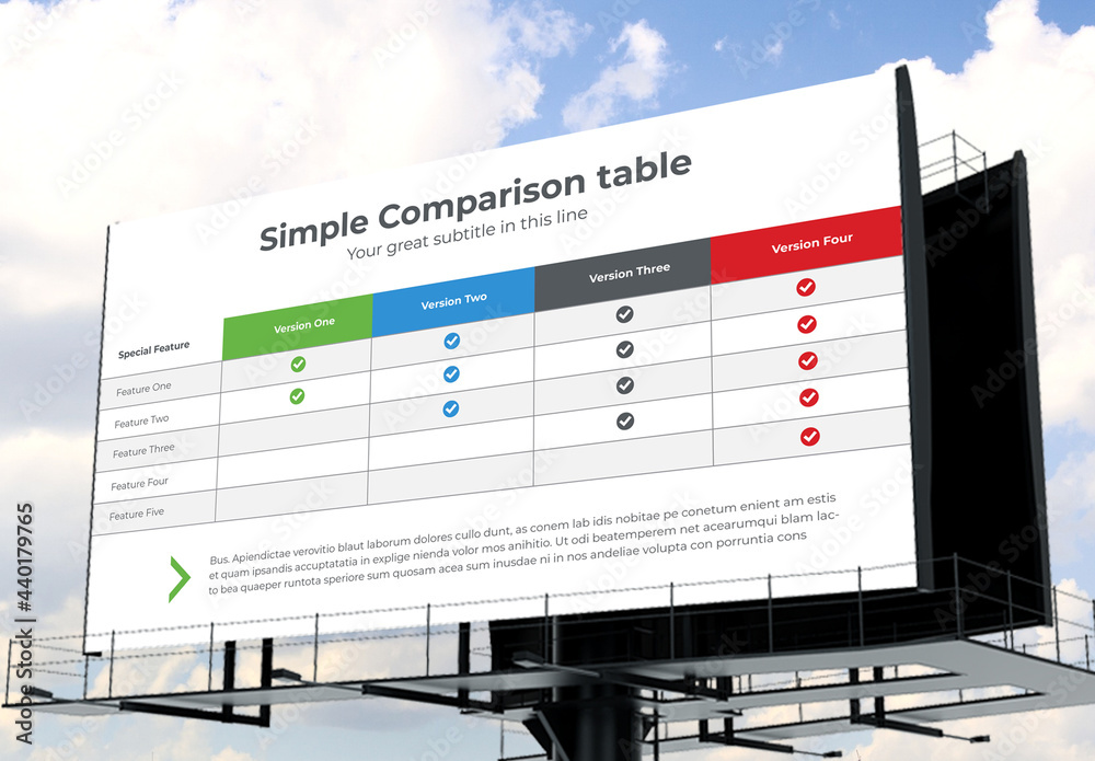 Simple Comparison Table Stock Template | Adobe Stock