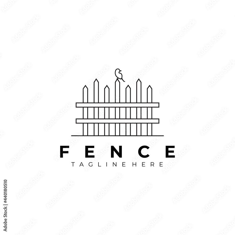 fence logo line art vector illustration design creative nature ...