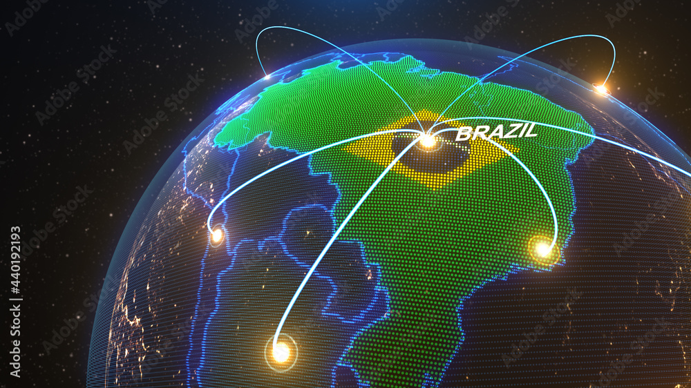 a world map of Brazil, 3d rendering, north america map, Brazil flag ...