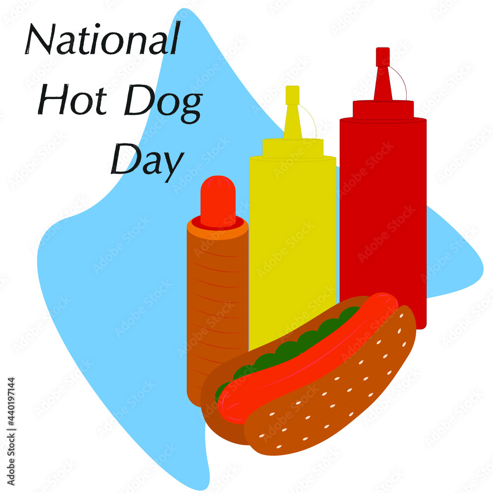 National hot dog day vector illustration. Vector hot dog. Freehand ...