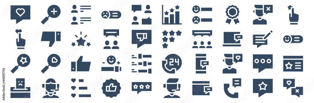 set of 40 customer reviews web icons in glyph style such as complaint ...