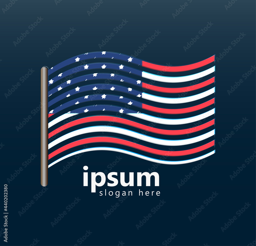 USA flag logo design template full editable Stock Vector | Adobe Stock