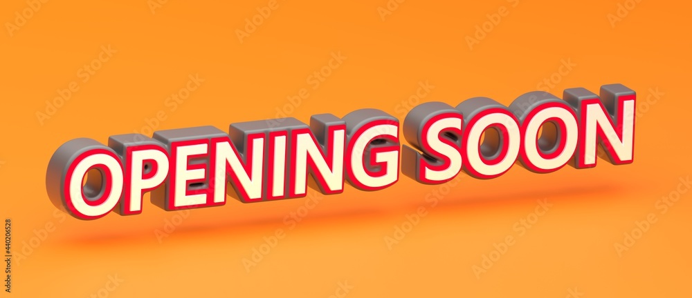 Abstract OPENING SOON 3D TEXT Rendered Poster (3D Artwork) ilustração ...