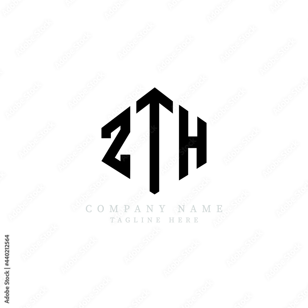 ZTH letter logo design with polygon shape. ZTH polygon logo monogram ...