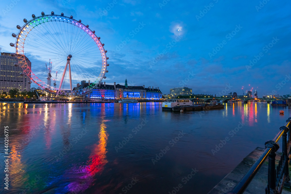 London,UK-December 2018:The Millennium wheel known as London Eye. It's ...