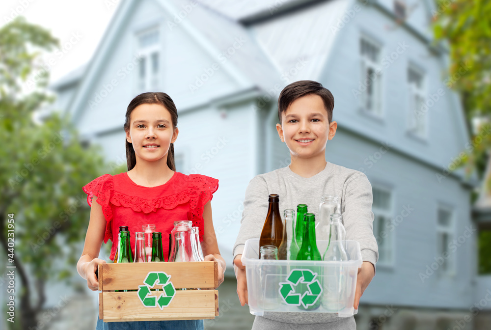 recycling, waste sorting and sustainability concept - smiling girl and ...