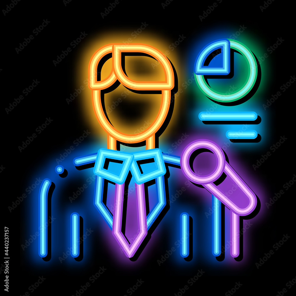 lector infographic neon light sign vector. Glowing bright icon lector ...
