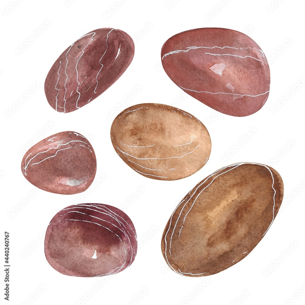Watercolor pebbles, Pebbles illustration, Color pebbles, Invitation ...